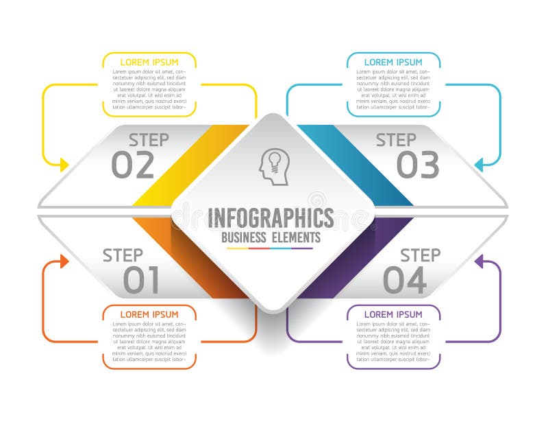 Connecting Steps Infographic Template with 4 Elements Stock Vector ...