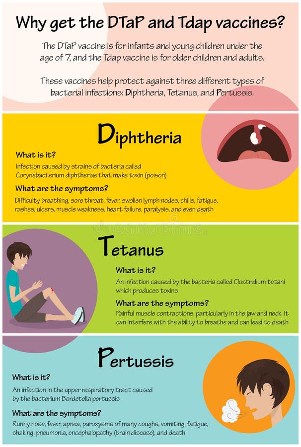 DTaP and Tdap Vaccine Infographic Stock Vector - Illustration of cough ...