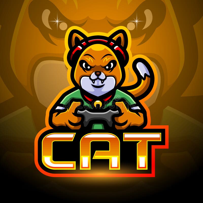 Cat Gaming Logo Mascot Design Stock Vector - Illustration of logo, life ...