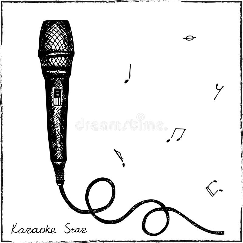 Hand-drawn Microphone with Cord Connection Stock Vector - Illustration ...