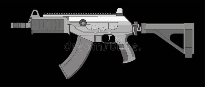 Firearms Line Art Style, Shooting Gun, Weapon Illustration, Vector Line ...