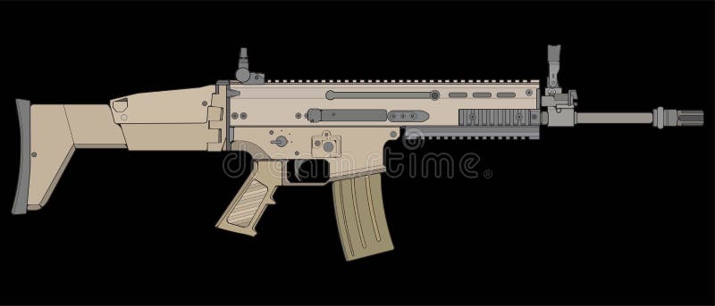 Firearms Line Art Style, Shooting Gun, Weapon Illustration, Vector Line ...