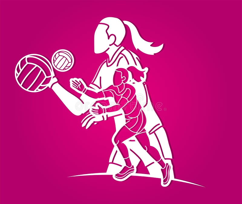 Group of Gaelic Football Female Players Action Cartoon Graphic Vector ...