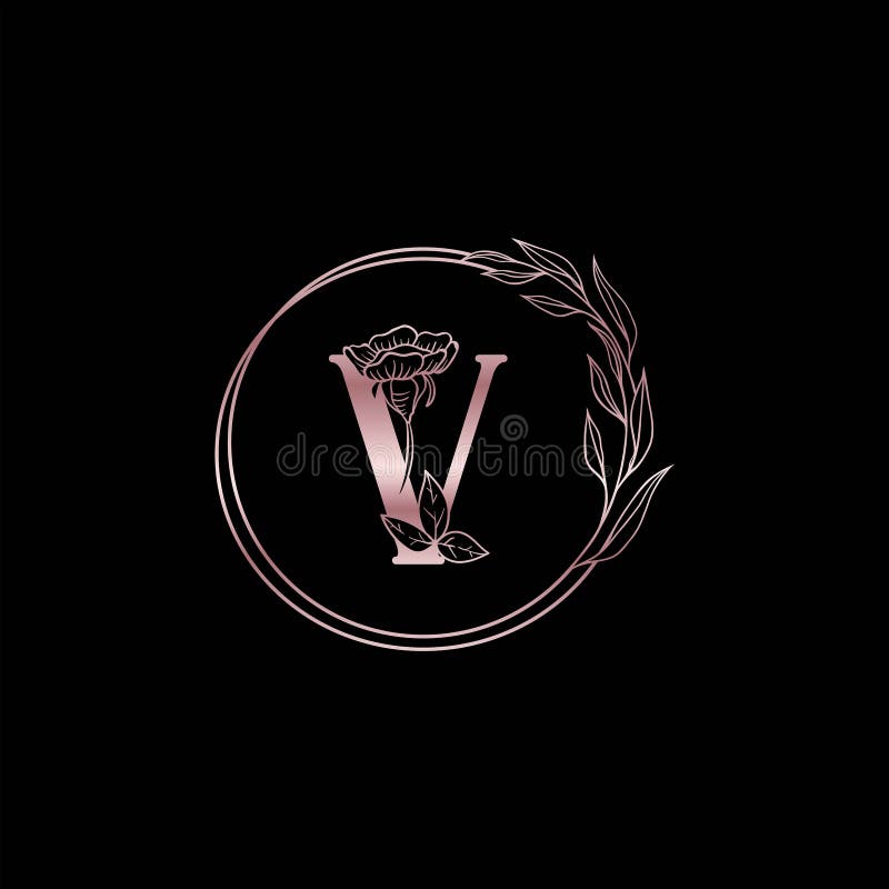 Decorative Rose Gold Letter V Design Beauty and Fashion Logo Stock ...