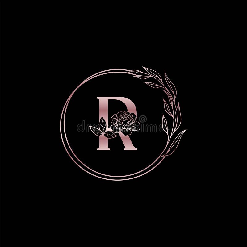 Decorative Rose Gold Letter R Design Beauty and Fashion Logo Stock ...