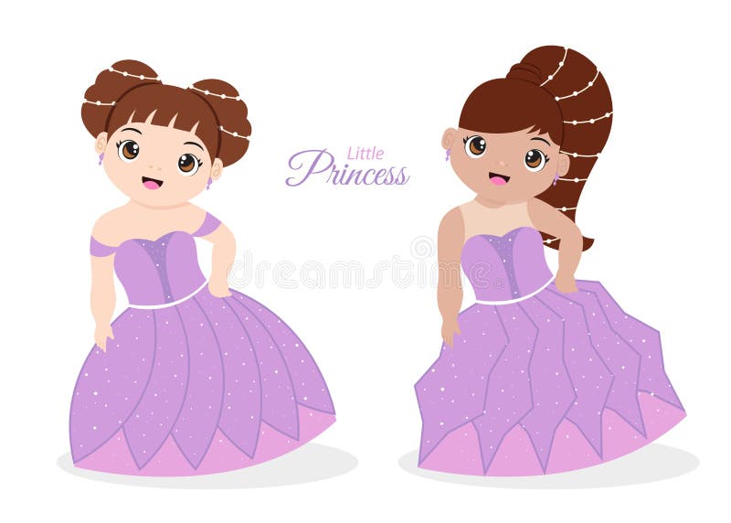 Couple of Purple Princess in Beautiful Dress Illustration Stock Vector ...
