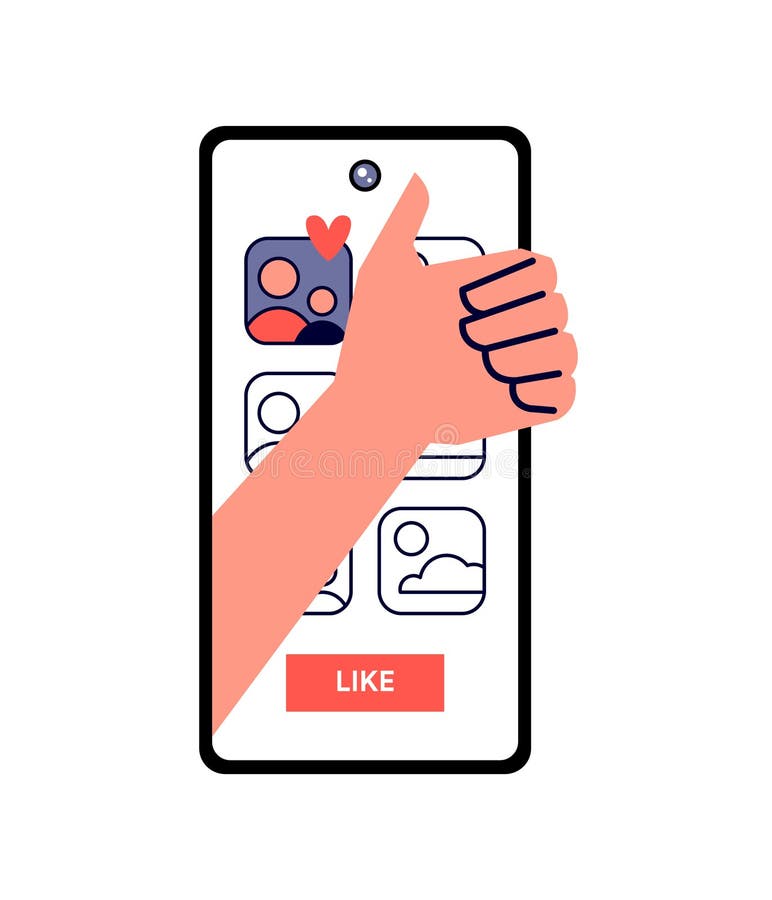 Phone Application Design for Communication in Social Media. Flat Vector ...