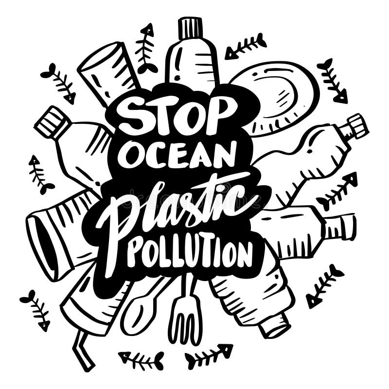 Stop Ocean Plastic Pollution. Ecological Poster Stock Vector ...