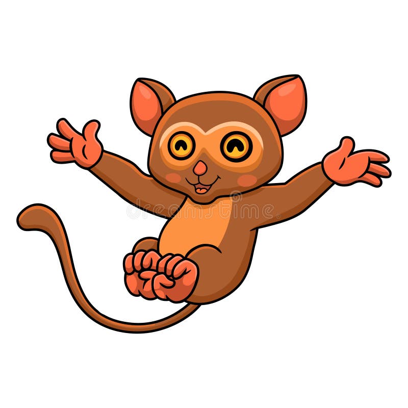 Cute Little Tarsier Cartoon Posing Stock Vector - Illustration of ...