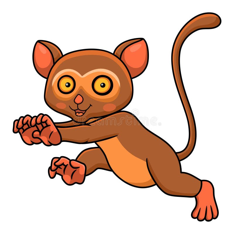 Cute Little Tarsier Cartoon Walking Stock Vector - Illustration of ...