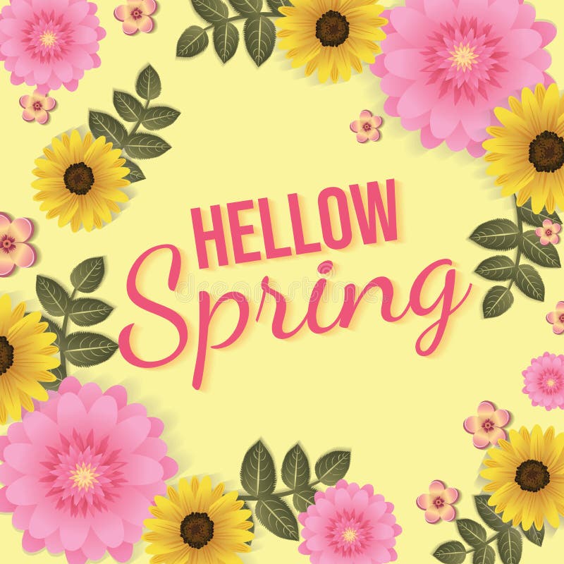 Florals Hello Spring Background for Holidays Mood Stock Vector ...