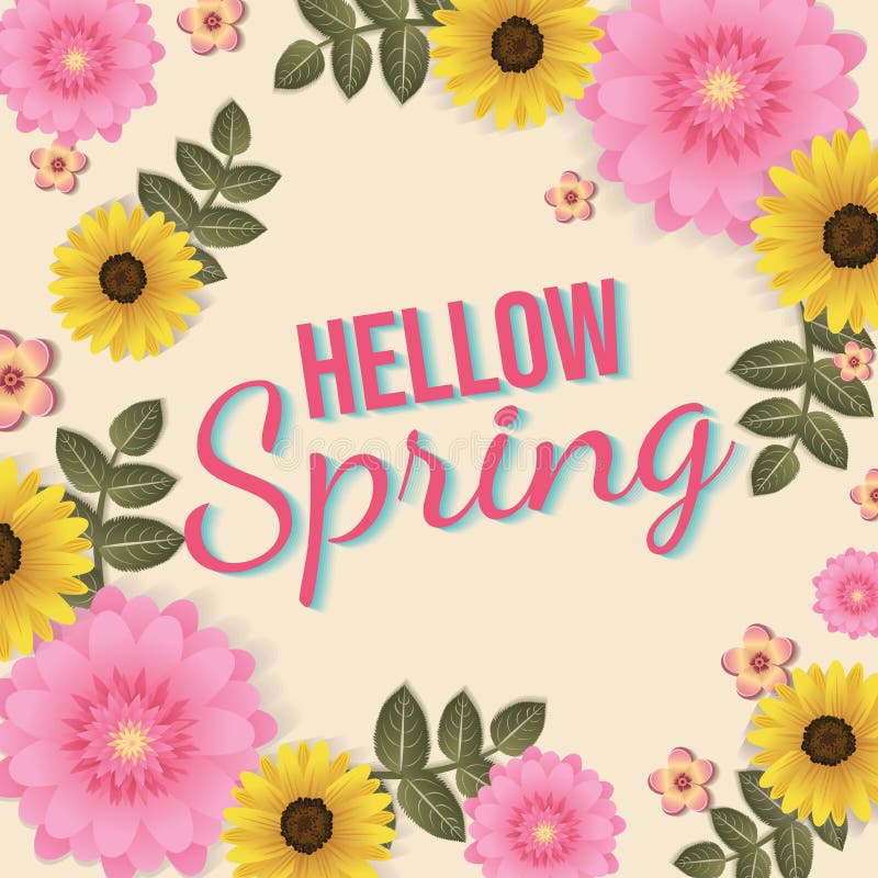 Florals Hello Spring Background for Holidays Mood Stock Vector ...