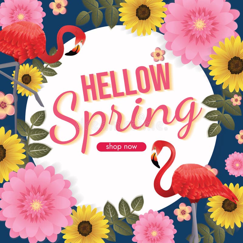 Florals Hello Spring Background for Holidays Mood Stock Vector ...