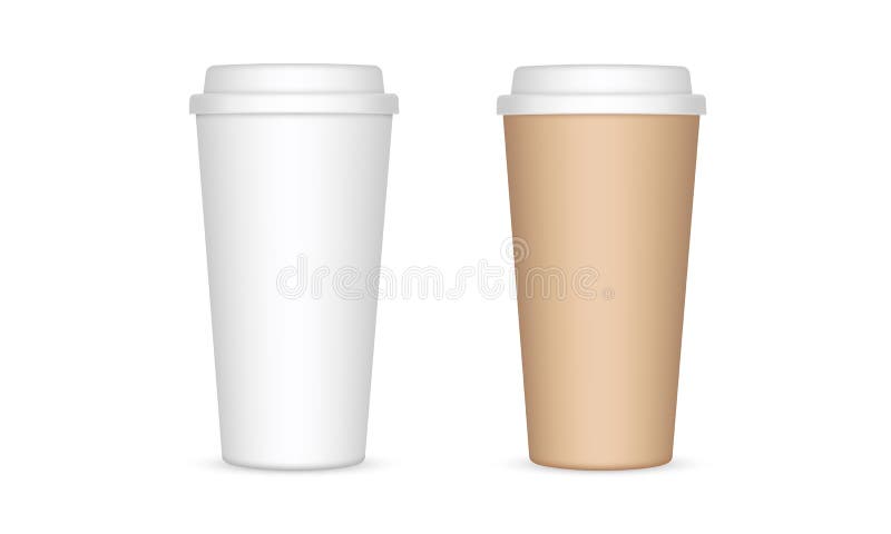 Tall Coffee Cup Mockup, Isolated on White Background Stock Vector ...