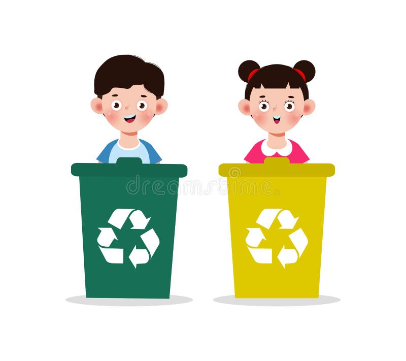 Kids Collect Rubbish for Recycling, Child Segregating Trash, Recycling ...