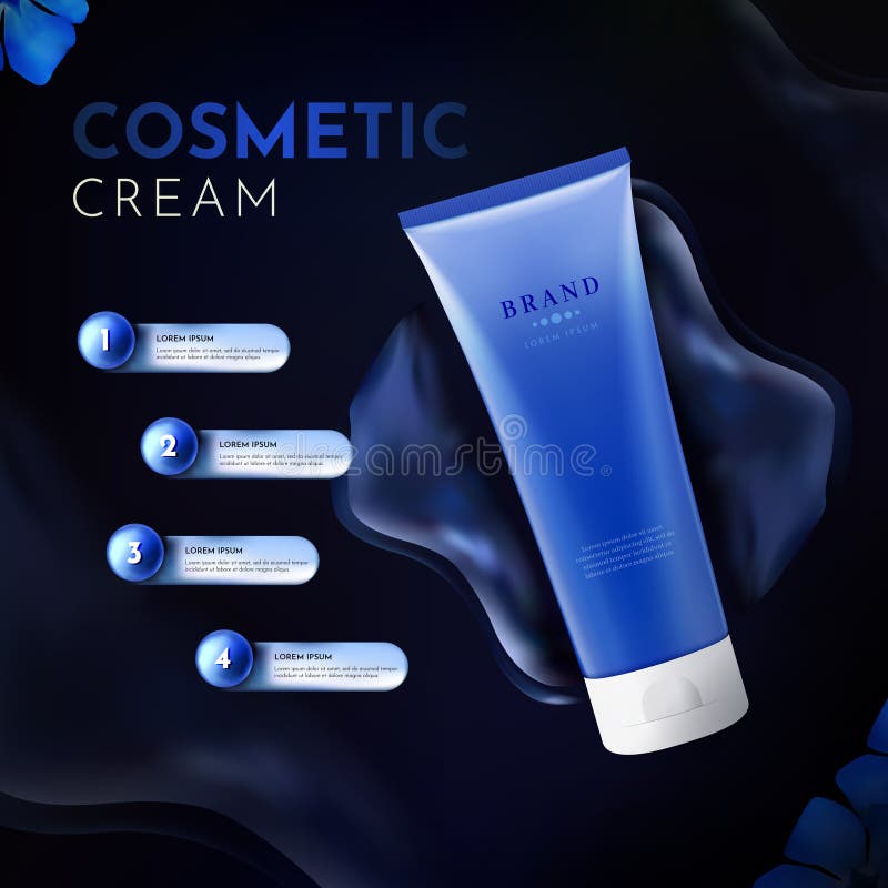 Blue Cosmetic Cream Product for Skin Care Stock Vector - Illustration ...