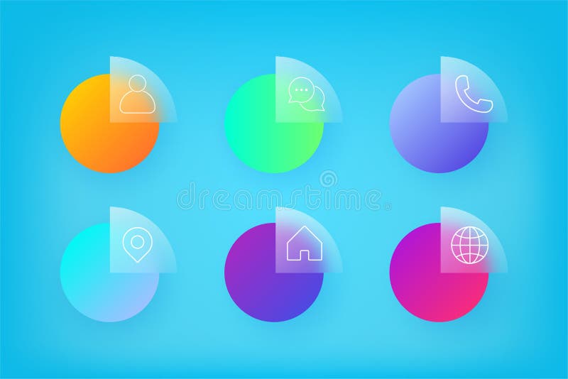 Set of Glassmorphism Contact Icon Elements Stock Vector - Illustration ...