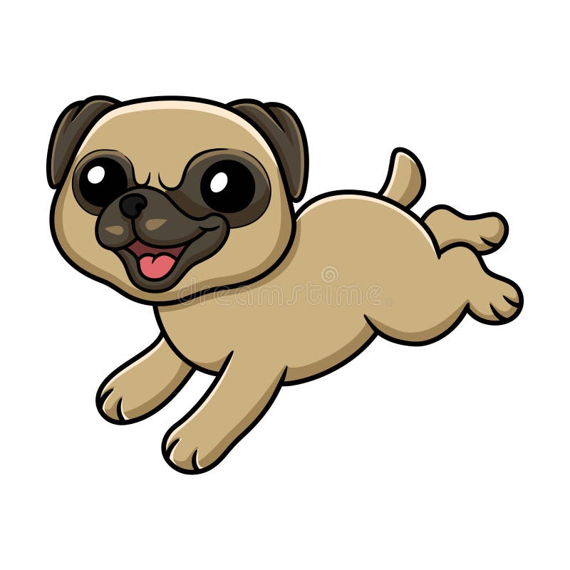 Cute Little Pug Dog Cartoon Jumping Stock Vector - Illustration of ...