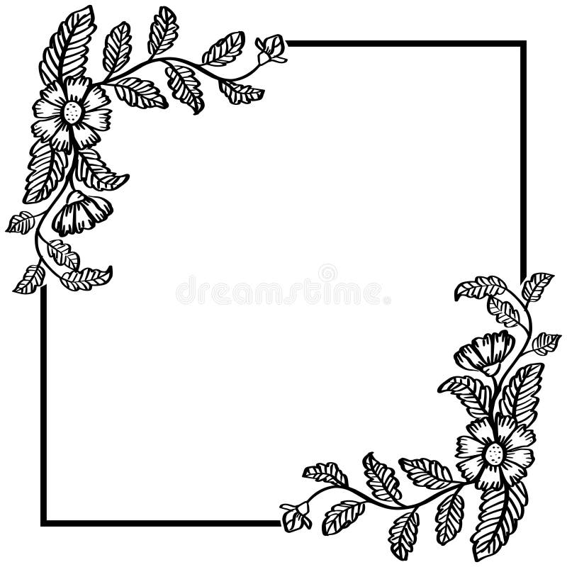 Floral Frame Hand Drawing Illustration Stock Vector - Illustration of ...