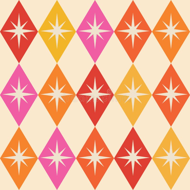 Mid Century Modern Atomic Starburst in Orange and Amber Orange Over ...