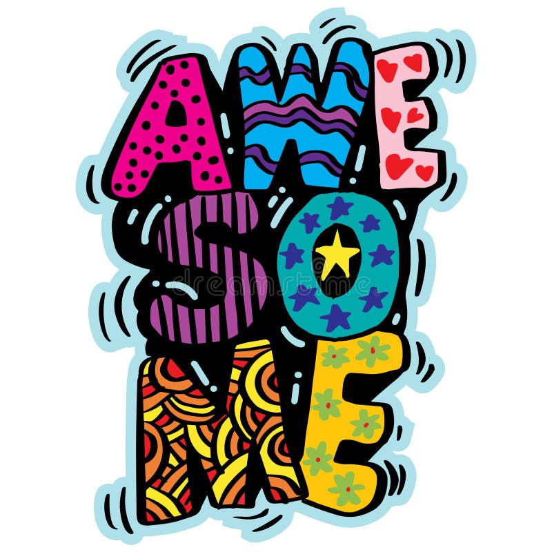 Awesome Word Hand Lettering with Flower. Stock Illustration ...