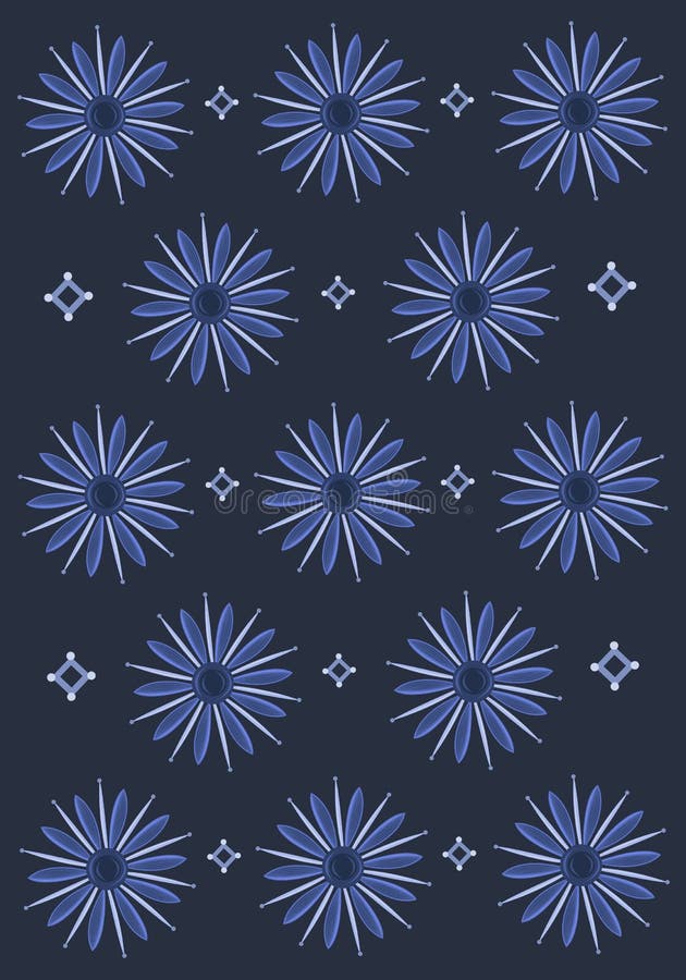 Unique Beautiful Dark Blue Decorative Flower Wallpaper Stock Vector ...