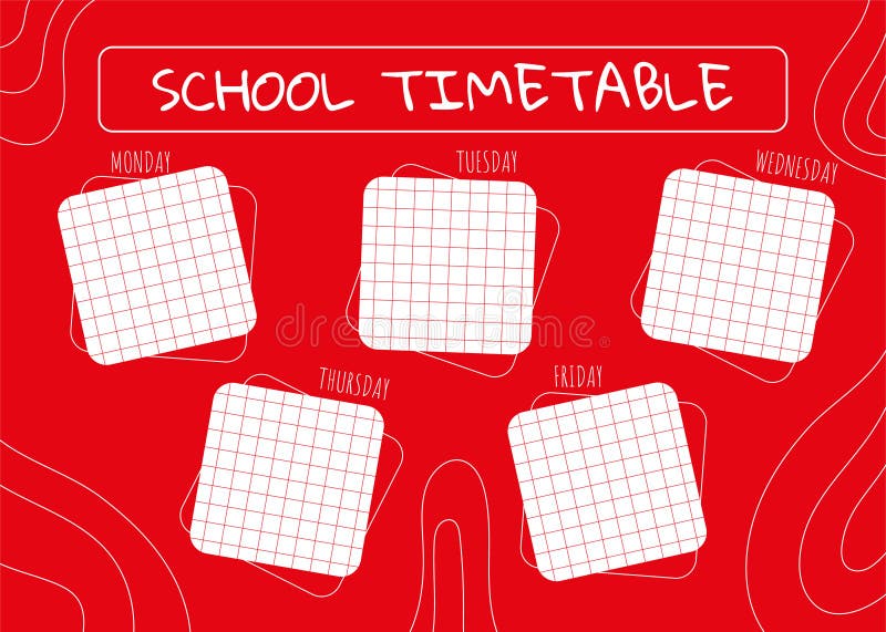 School Timetable Template for Kids with Days of the Week and School ...