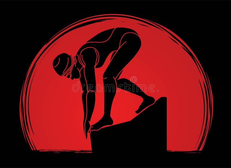 Swimming Sport Female Swimmer Action Cartoon Graphic Vector Stock ...