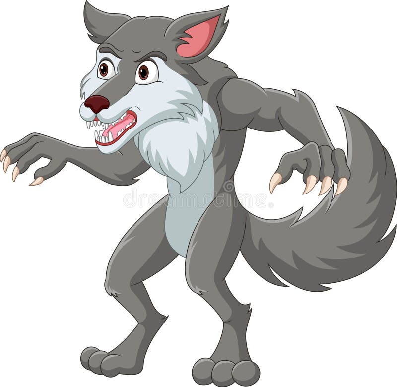 Cartoon Wolf Standing on White Background Stock Vector - Illustration ...