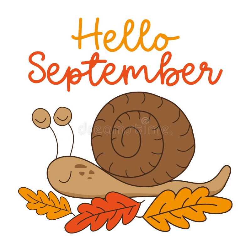 Hello September - Autumnal Greeting with Owl on Branch. Stock Vector ...