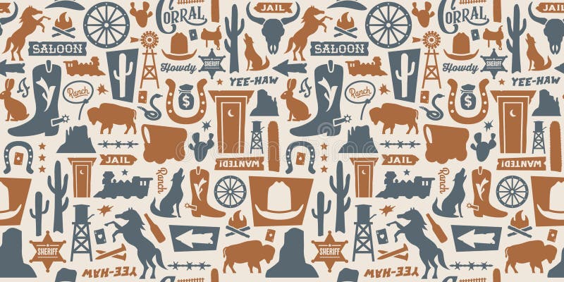 Wild West Seamless Pattern | Repeating Cowboy Background | Comic Style ...