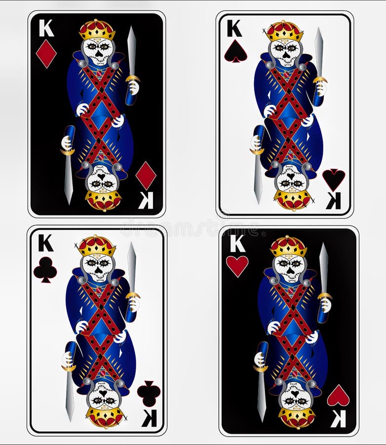 Skeleton King Poker Playing Cards in Hearts, Spades, Diamonds, and ...