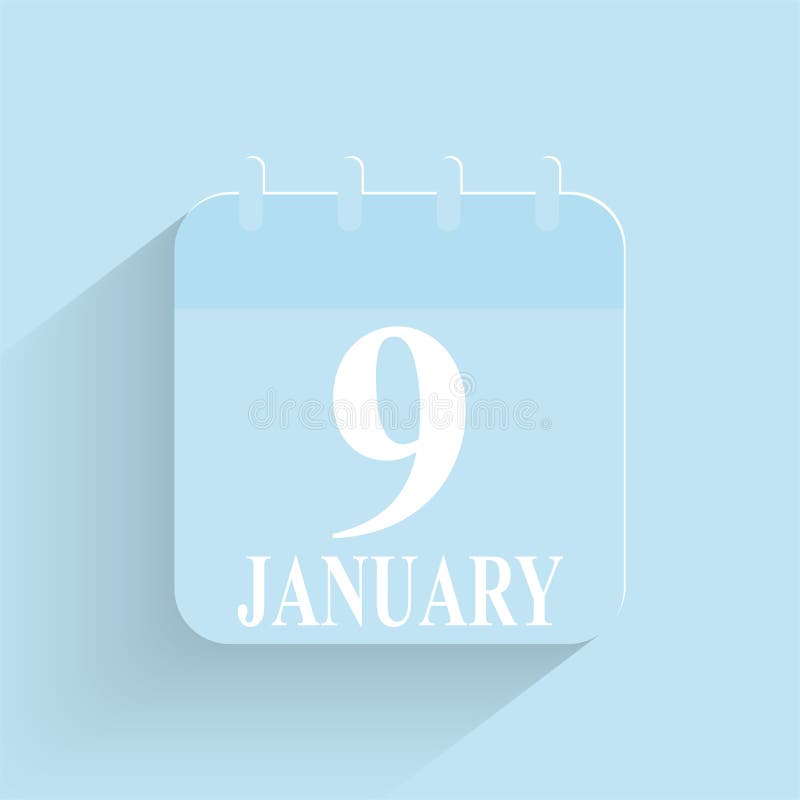 January 9 daily Calendar Icon Date and Time Day Month Holiday Flat ...