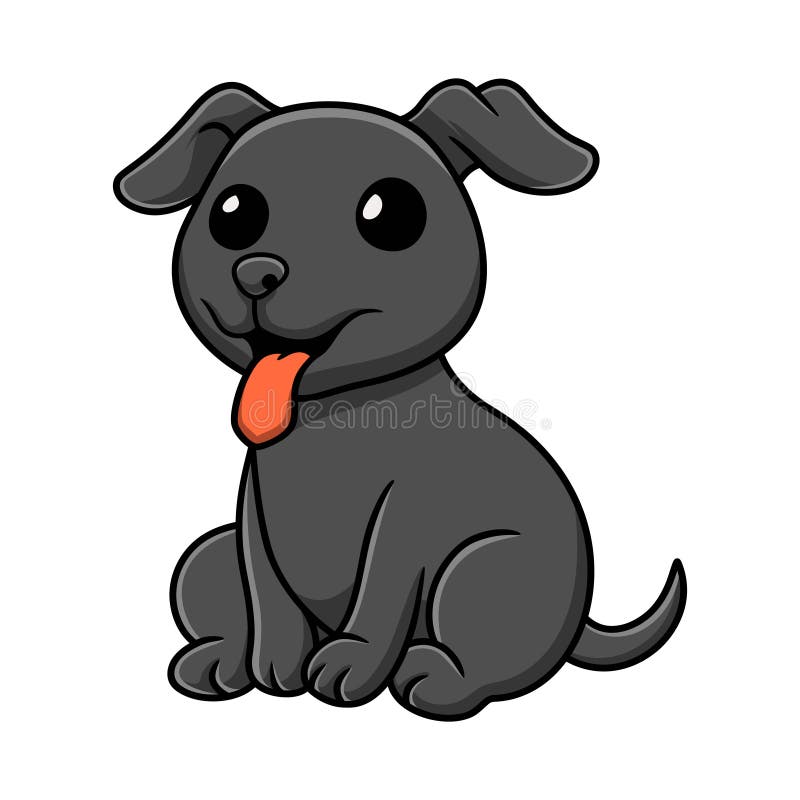 Cute Black Labrador Dog Cartoon Sitting Stock Vector - Illustration of ...