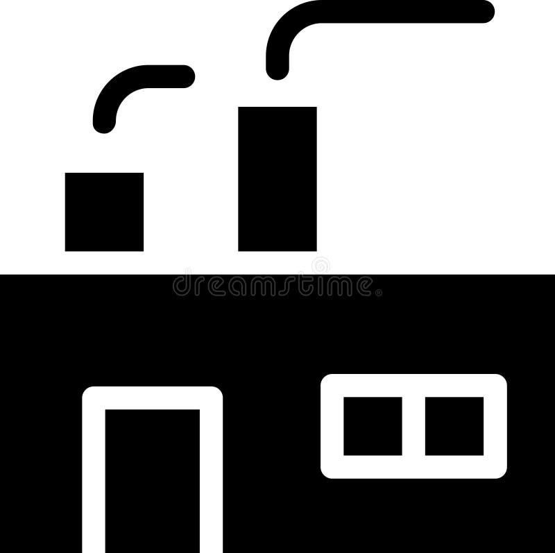 Factory Icon with Glyph Style Stock Vector - Illustration of heavy ...