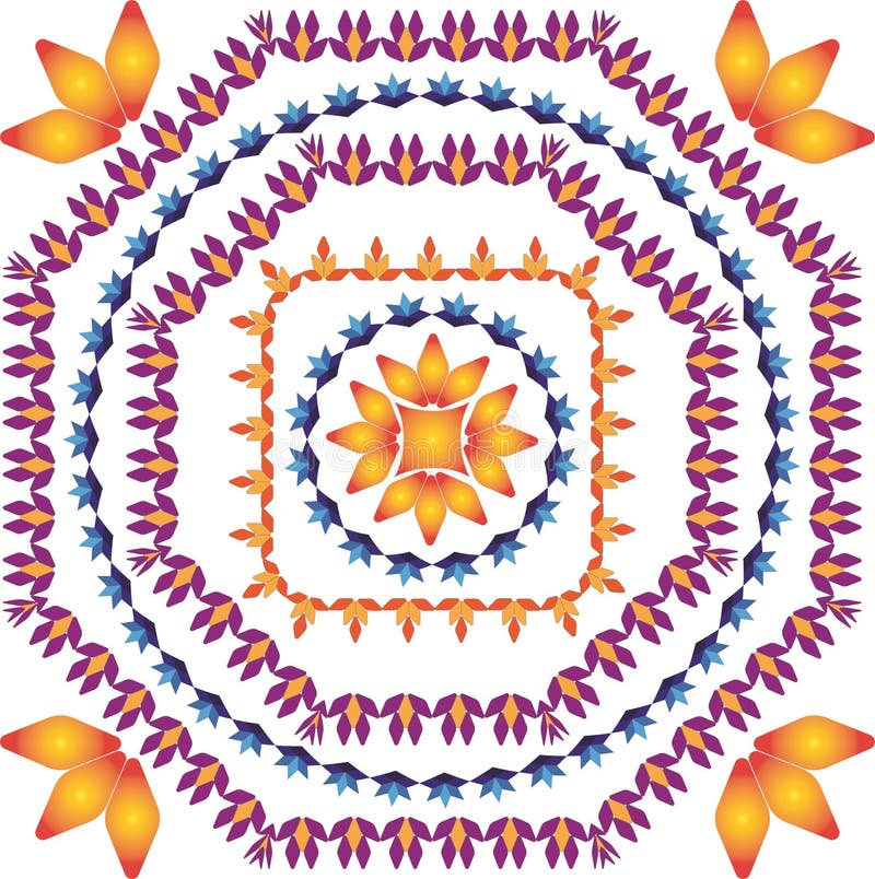 Rounded Flowers Decorative Design , Circle Flower Design , Stock ...