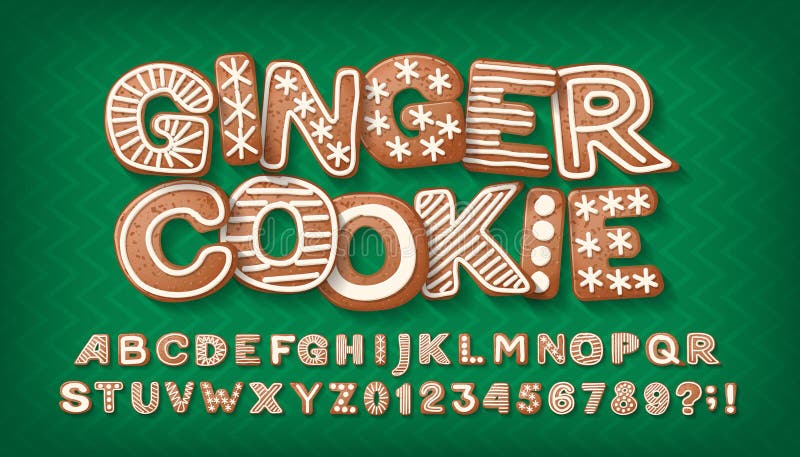 Ginger Cookie Alphabet Font. Cartoon Letters and Numbers with Shadow ...