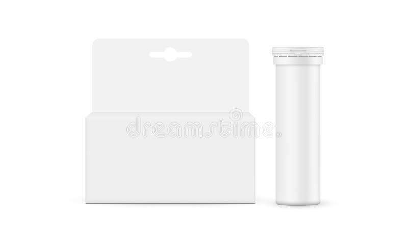 Effervescent Tablets Tube with Paper Box Mockup Stock Vector ...