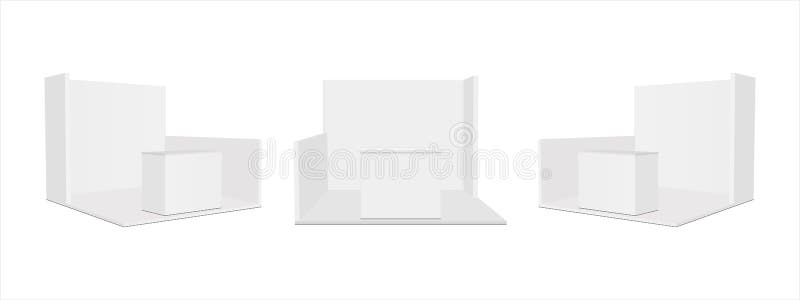 Set of Blank Exhibition Trade Show Booths Mockup with Demonstrations ...