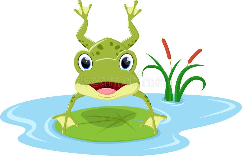 Frog Jumping Into Pond Cartoon