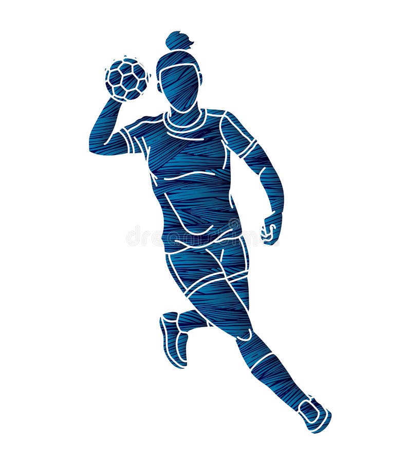 Handball Sport Woman Player Action Cartoon Graphic Vector Stock Vector ...