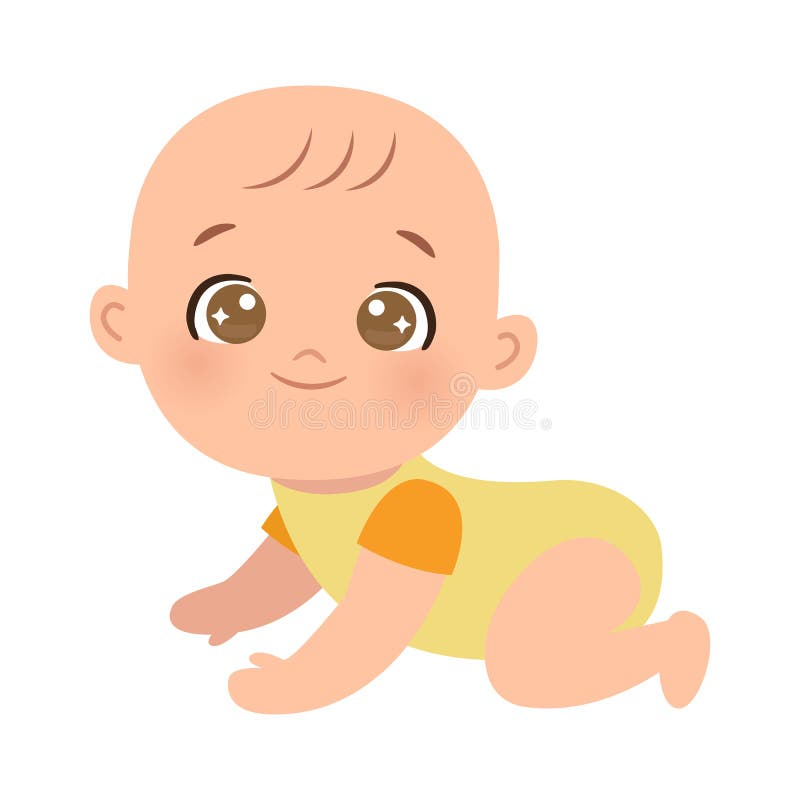 Cute little baby crawling stock illustration. Illustration of logo ...