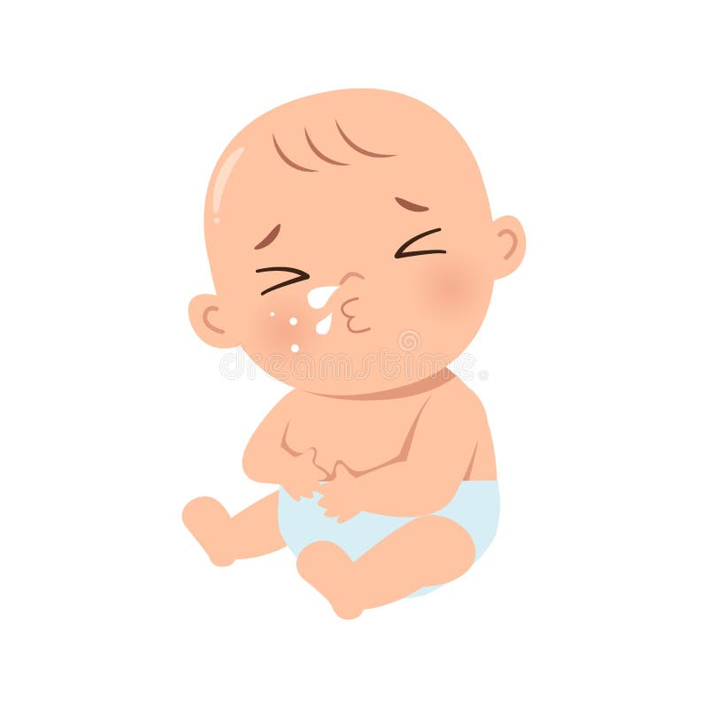 Cute Little Baby Sneeze Sick Symptom Stock Vector - Illustration of ...
