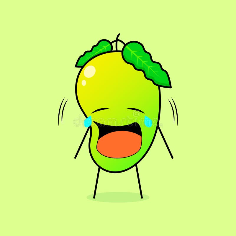 Cute Mango Character with Crying Expression. Green and Orange Stock ...