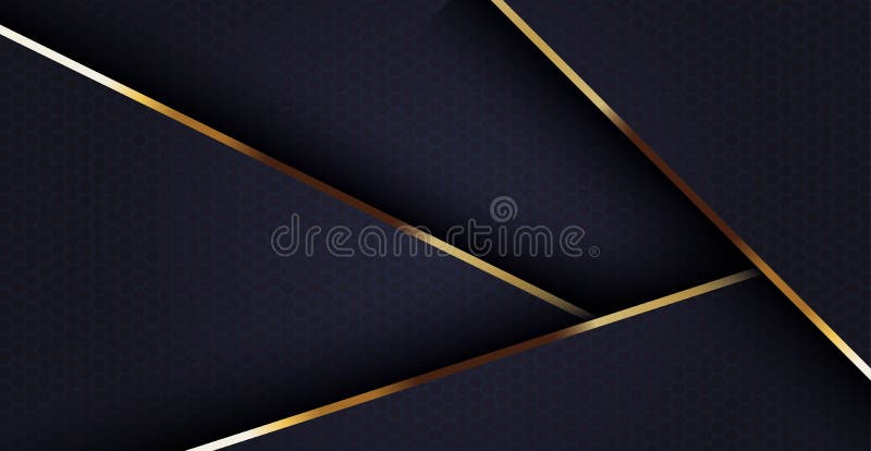 Abstract Dark Blue Navy Slash Triangle with Golden List and Hexagon ...