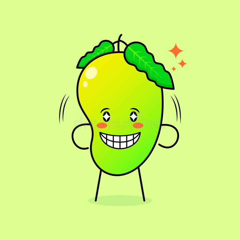 Cute Mango Character with Smile and Happy Expression, Sparkling Eyes ...