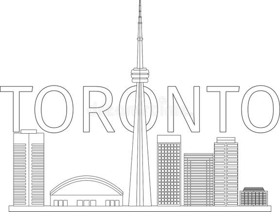 Toronto Doodle Line Art Design, Toronto Building Doodle Coloring Design ...