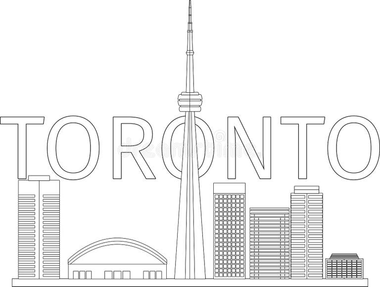 Toronto Doodle Line Art Design, Toronto Building Doodle Coloring Design ...