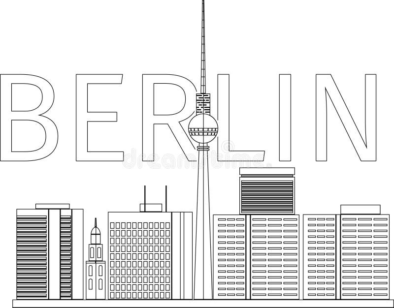 Berlin Doodle Line Art Design, Berlin Building Doodle Coloring Design ...