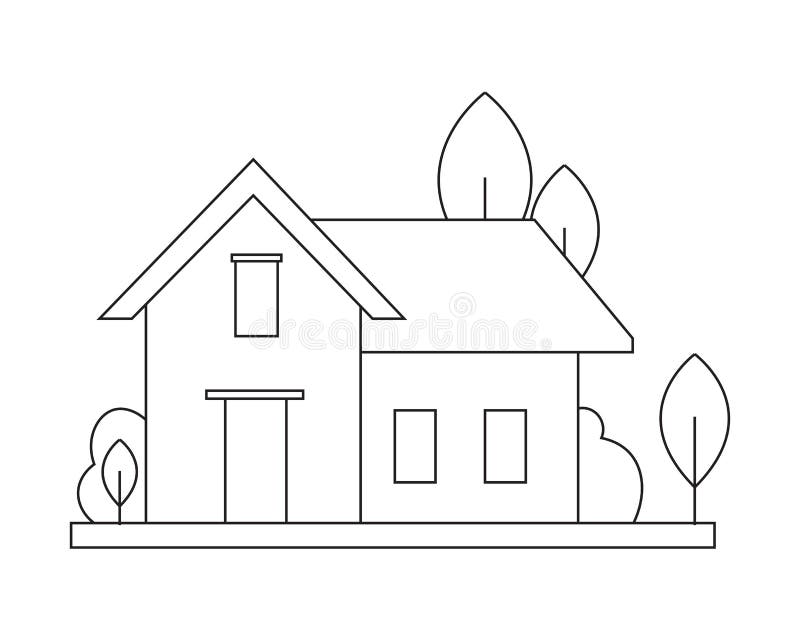 Kids Coloring Page. Modern House Coloring Book Page Design,Easy House ...